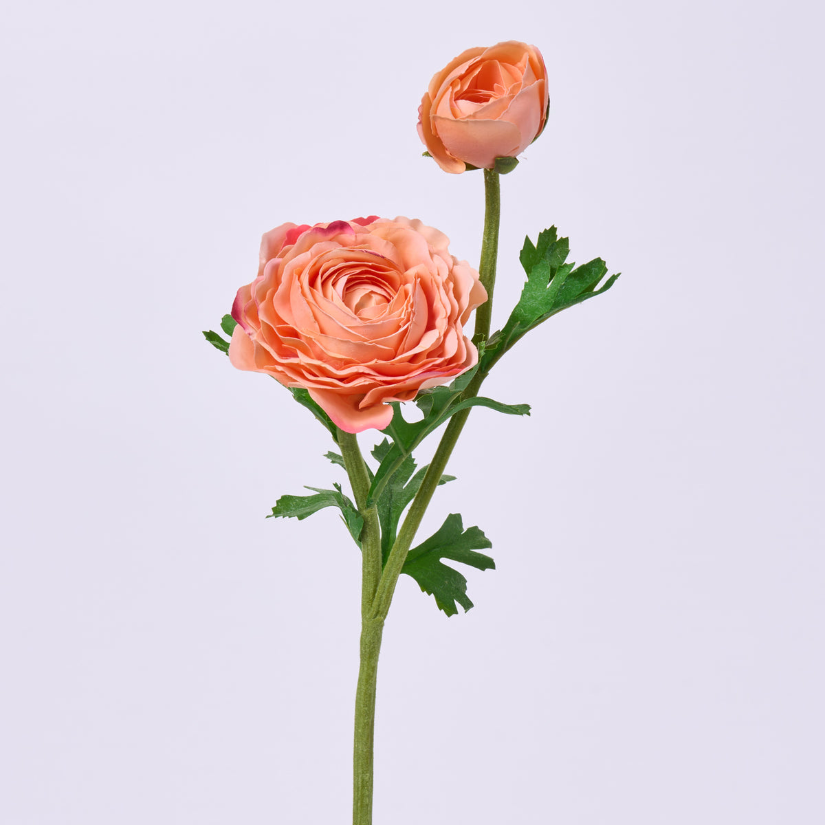 Coral Orange Real Touch Ranunculus Bloom & Bud Spray Single Faux Flora ...