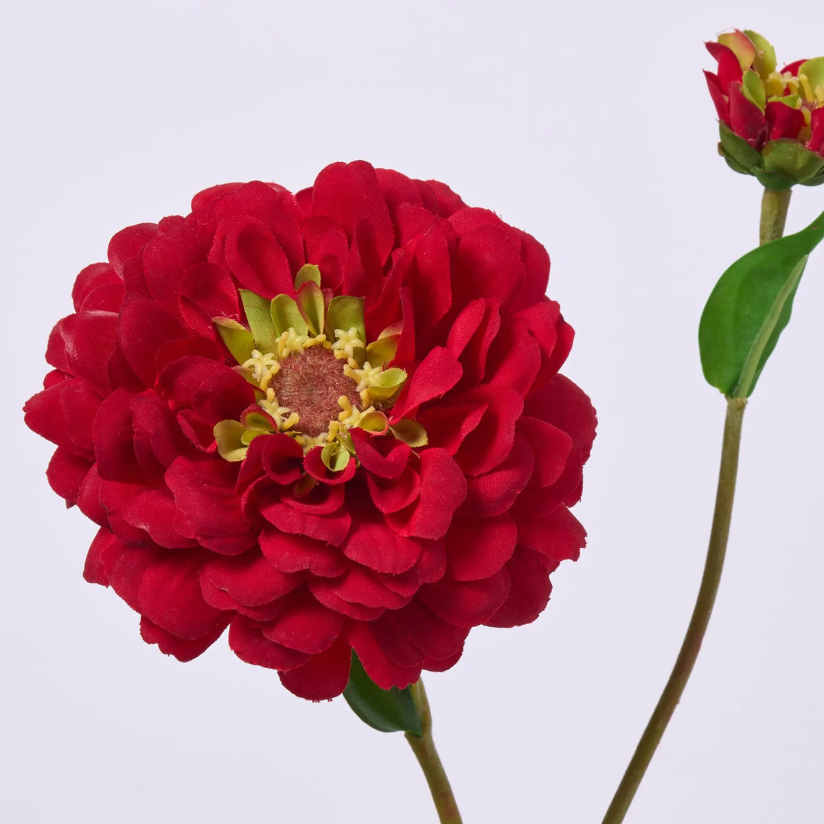 Ruby Red Zinnia Bloom & Bud Spray Single Faux Floral Stem Spray - 26 ...