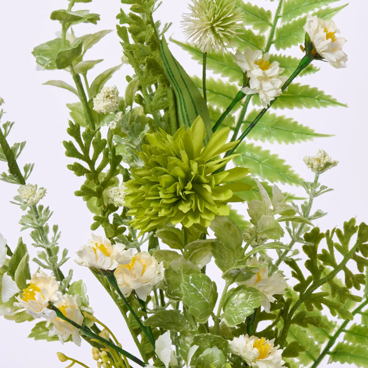 Cream & Green Pom-Pom Mum, Mini Daisy Blossom Bush Stem Spray - 23 ...