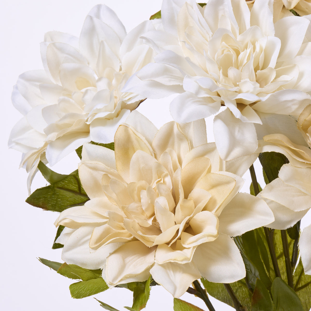 Beige & Cream Silk Dahlia Bush Spray Blooming Faux Floral Stem Bouquet ...