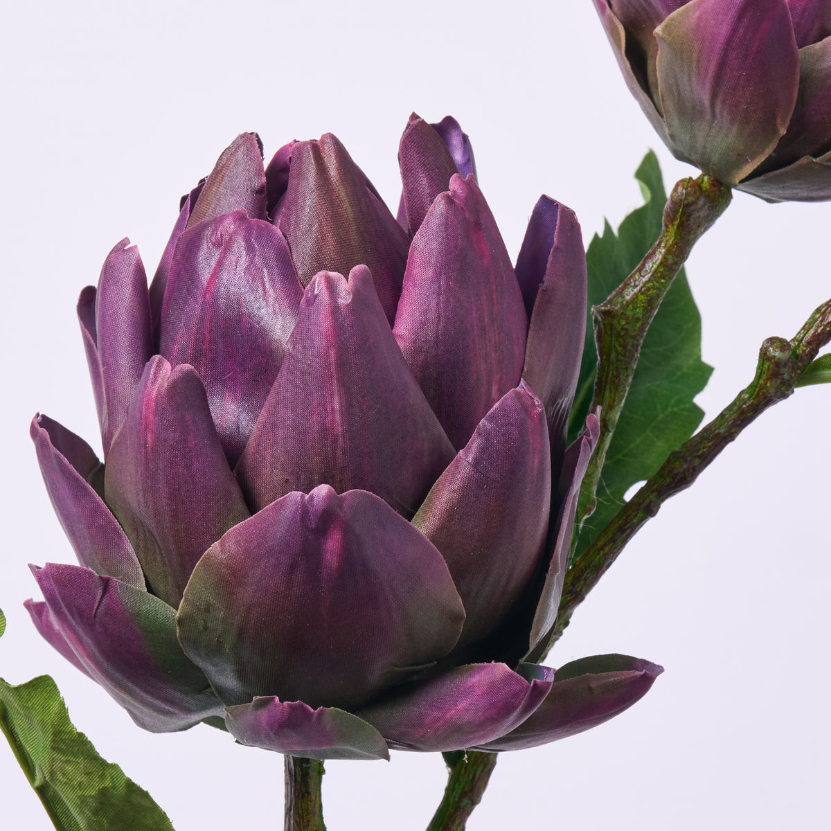 Dried Look Plum Purple Faux Open Artichoke & Bud Large Branch Spray ...