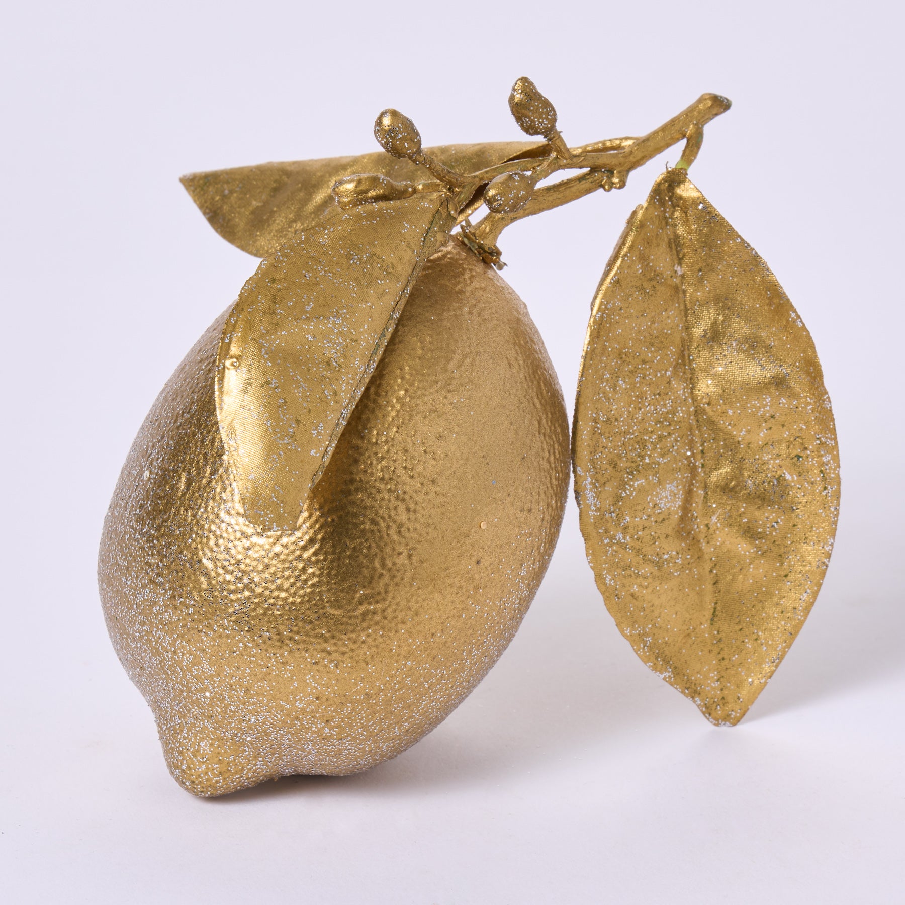 Gold Metallic & Silver Glitter Citrus Lemon & Leaf Pick Holiday Décor ...