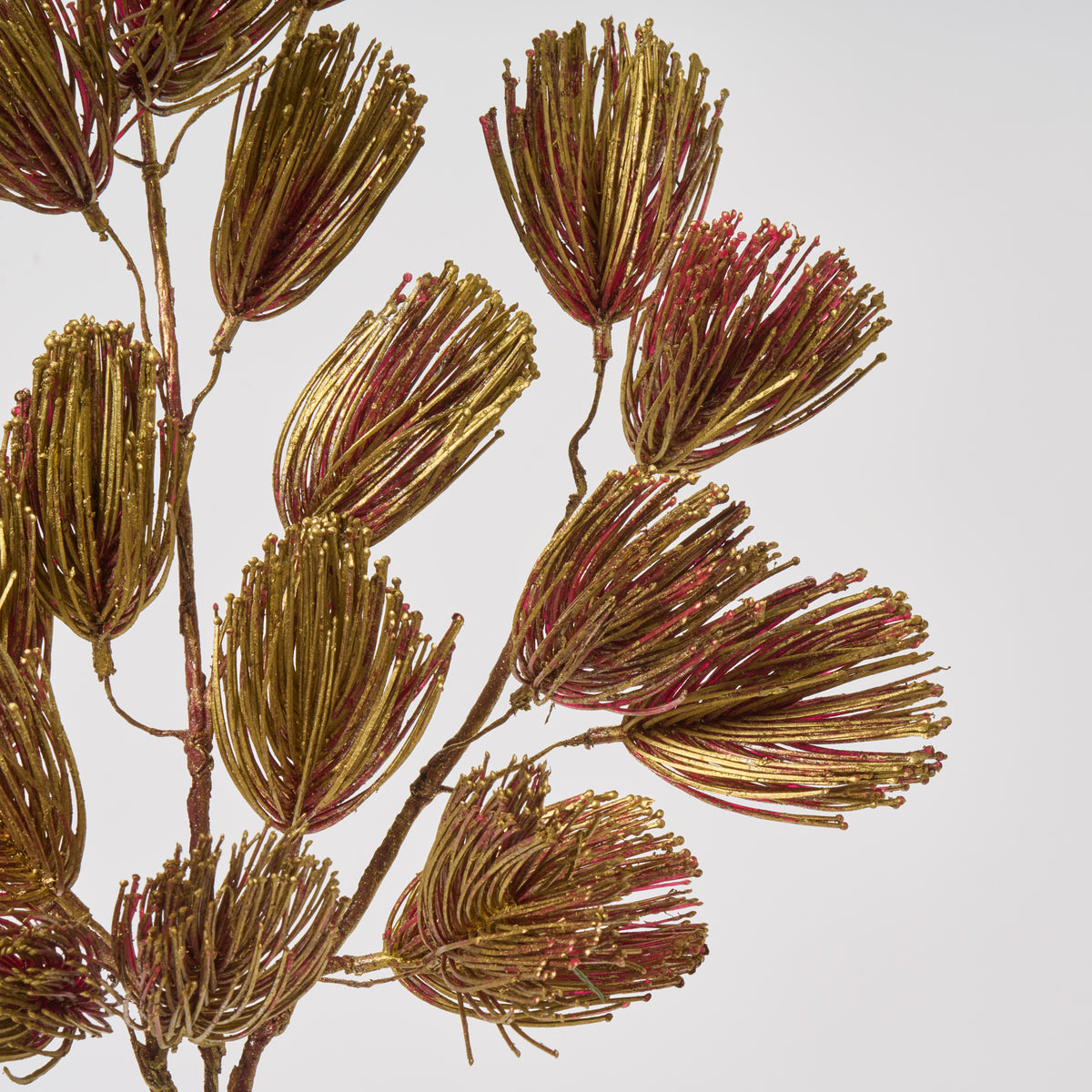 Burgundy & Gold Metallic Pine Needle Spray Deluxe Faux Botanical - 35 ...