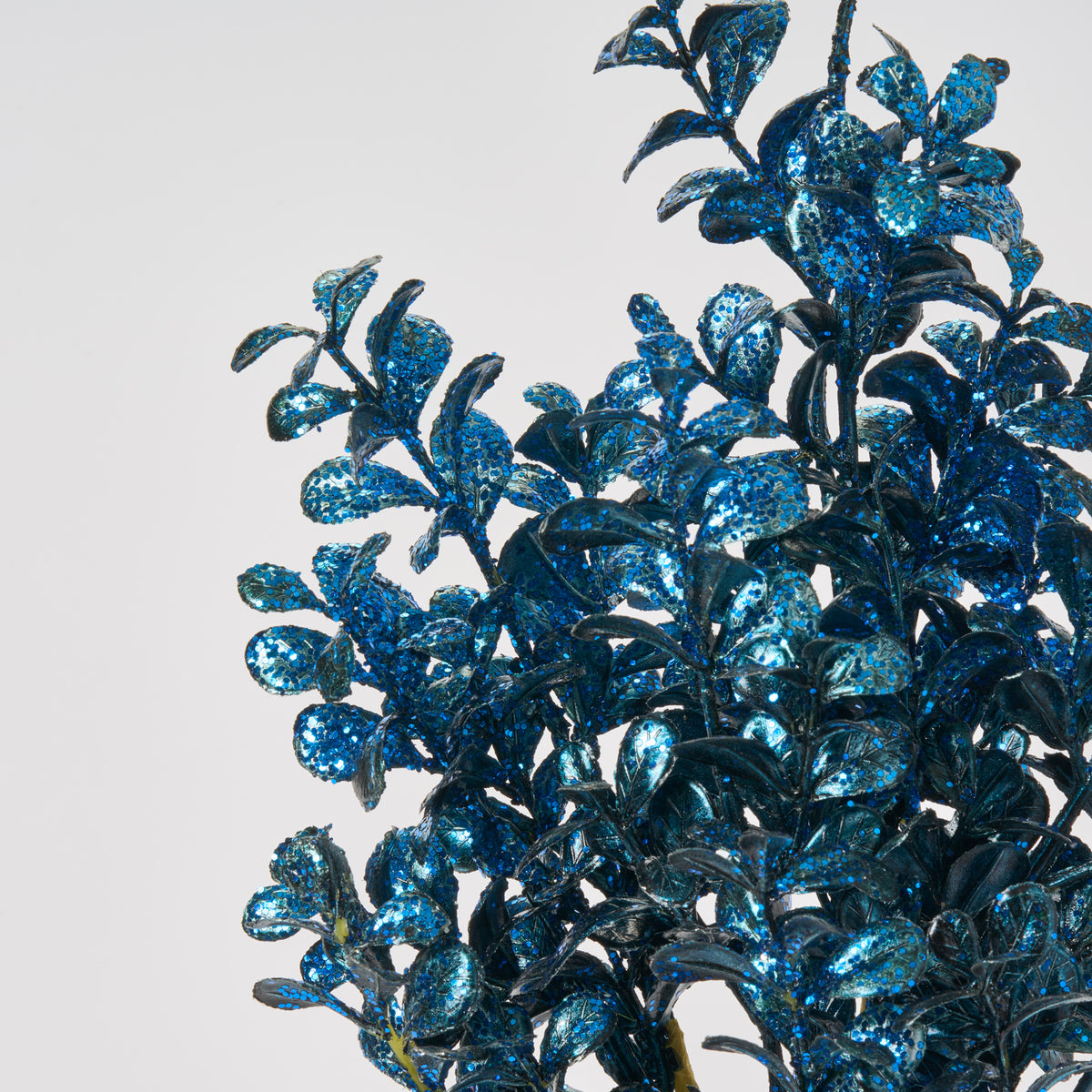 Painted Metallic & Sequin Glitter Blue Faux Boxwood Bush Spray - 19 ...