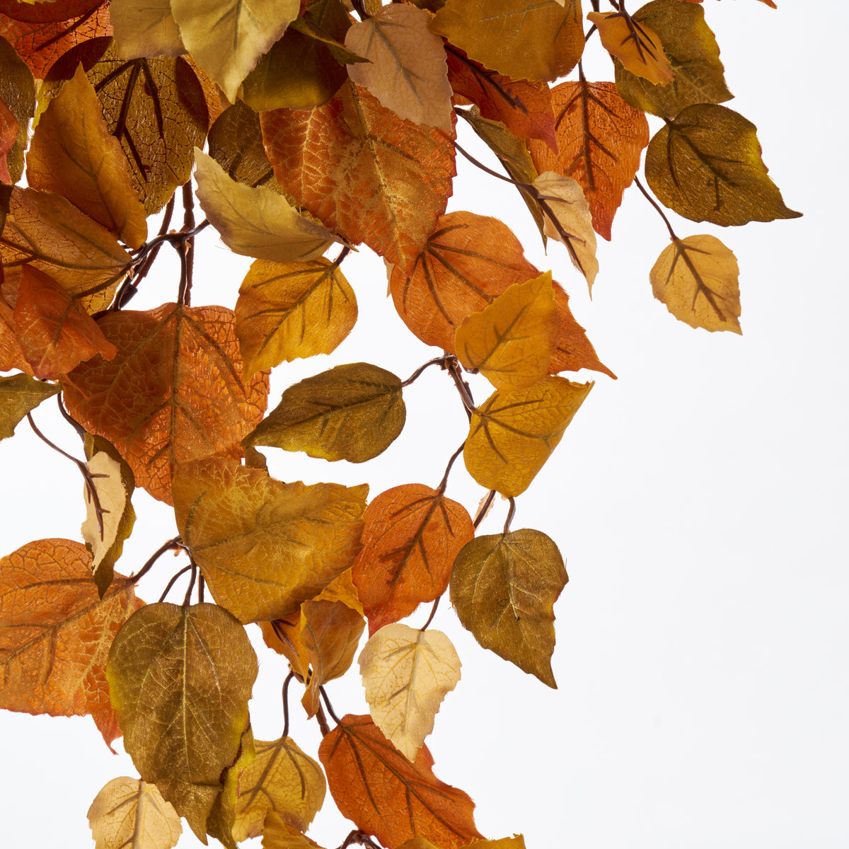 Brown & Orange Hanging Faux Aspen Leaf Bush Fall Foliage Spray - 36 ...