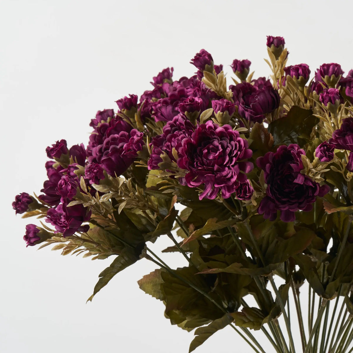 Plum Purple Fall Mini Mum Bush Faux Large Fall Floral Bush Bouquet ...