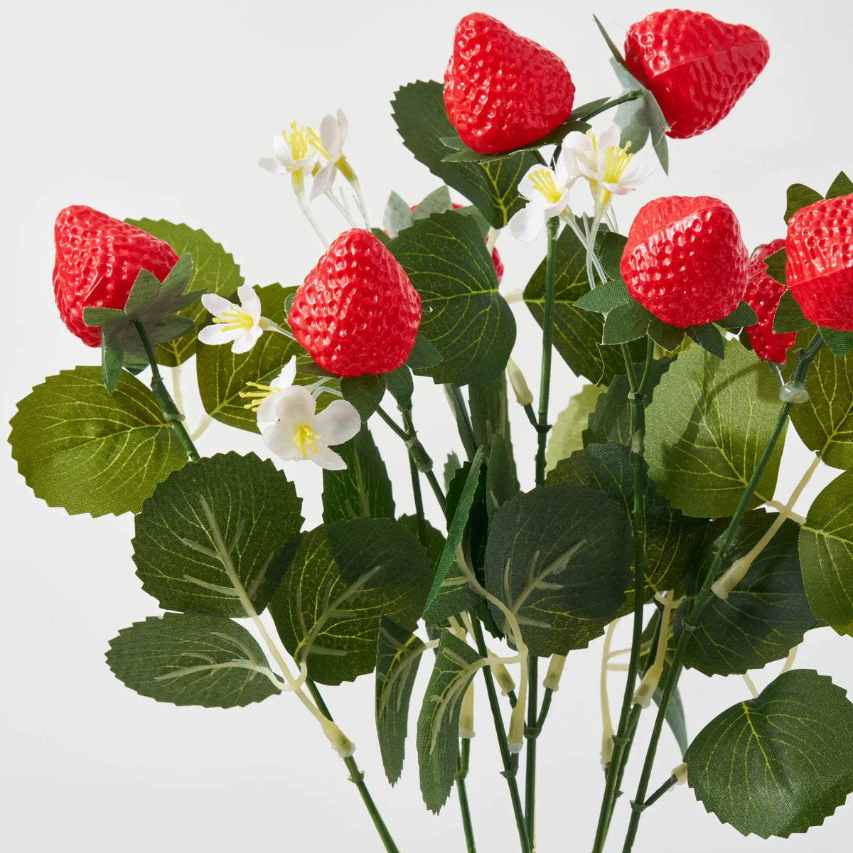 Strawberry Fruit & Flower Bush Faux Berry Branch Spray - 16" – Darby ...