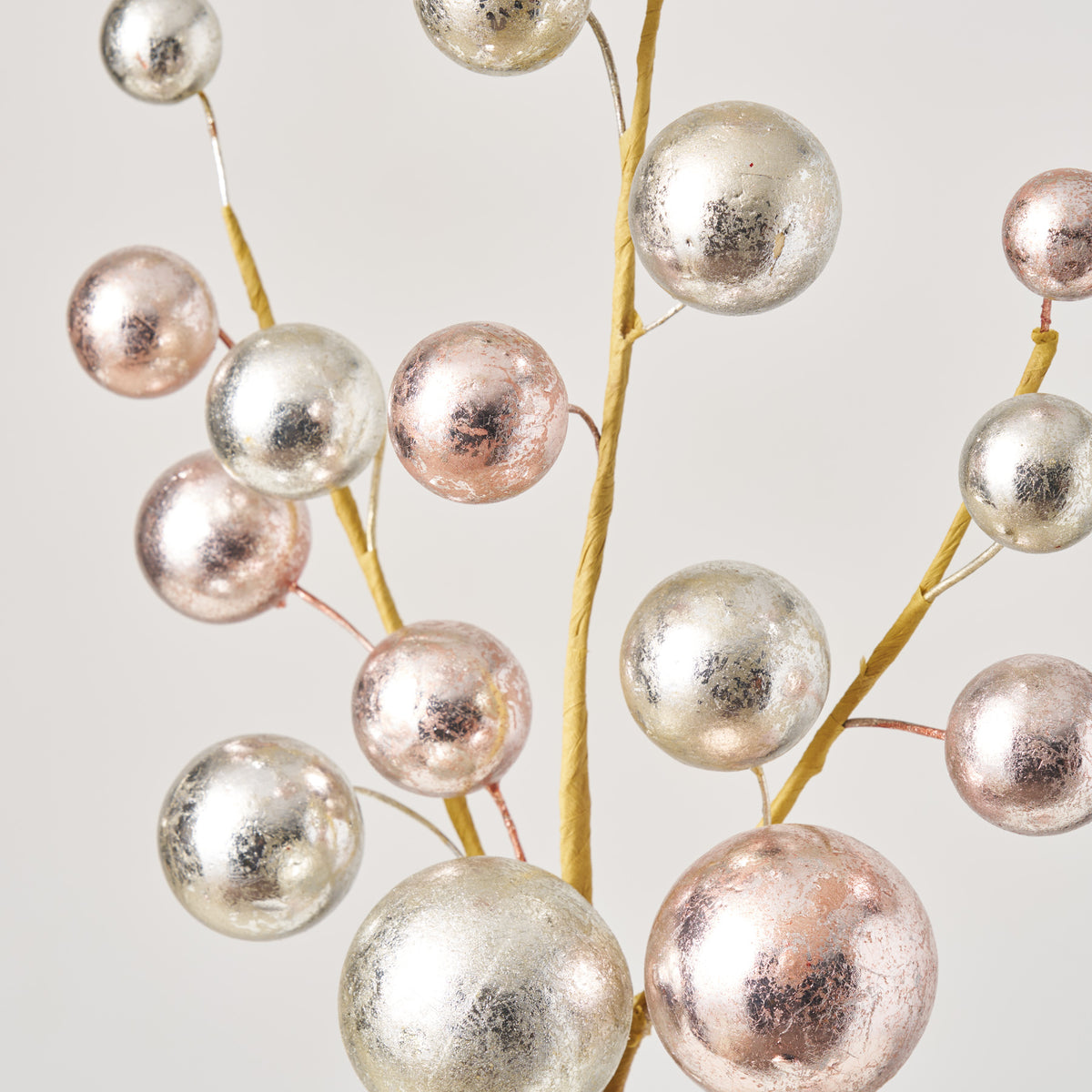 Pink & Silver Metallic Ornament Ball Stem Christmas Spray - 26" – Darby ...