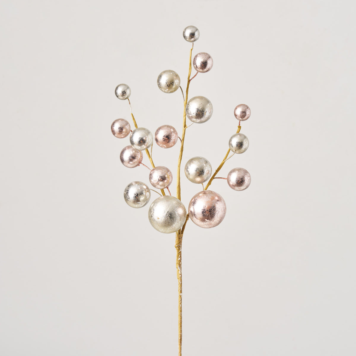 Pink & Silver Metallic Ornament Ball Stem Christmas Spray - 26" – Darby ...