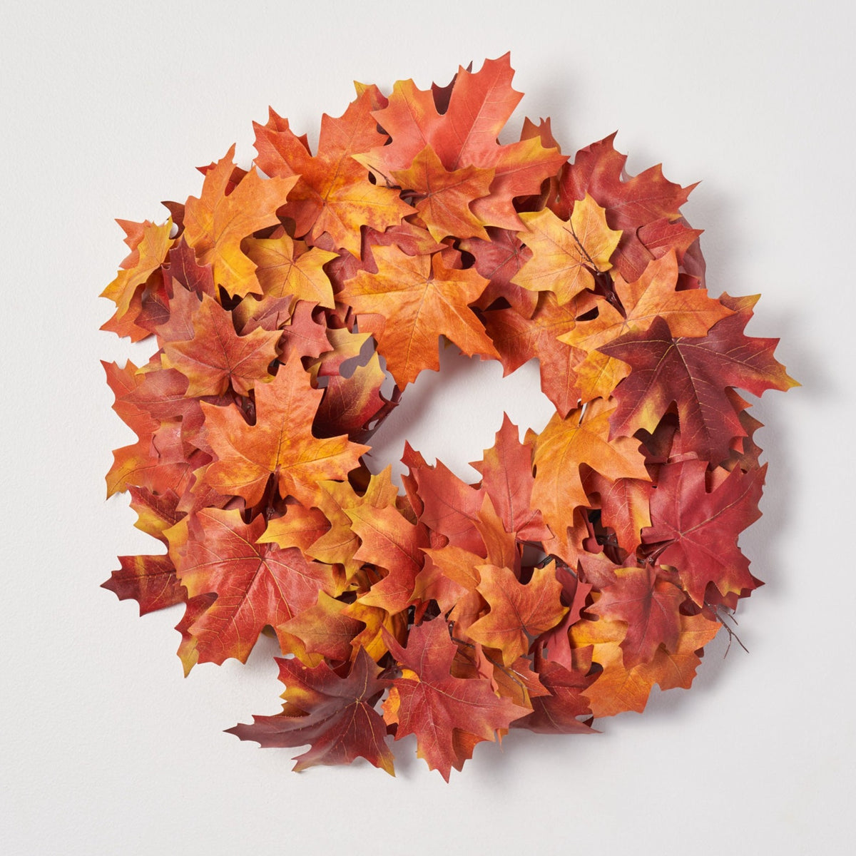 Red & Orange Autumnal Two-Tone Maple Leaf Classic Fall Front Door Mant ...