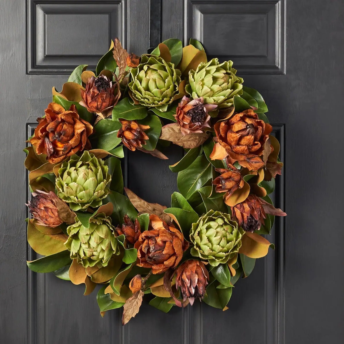 Rustic Abundance - Green & Brown Artichoke with Real Touch Magnolia Le ...