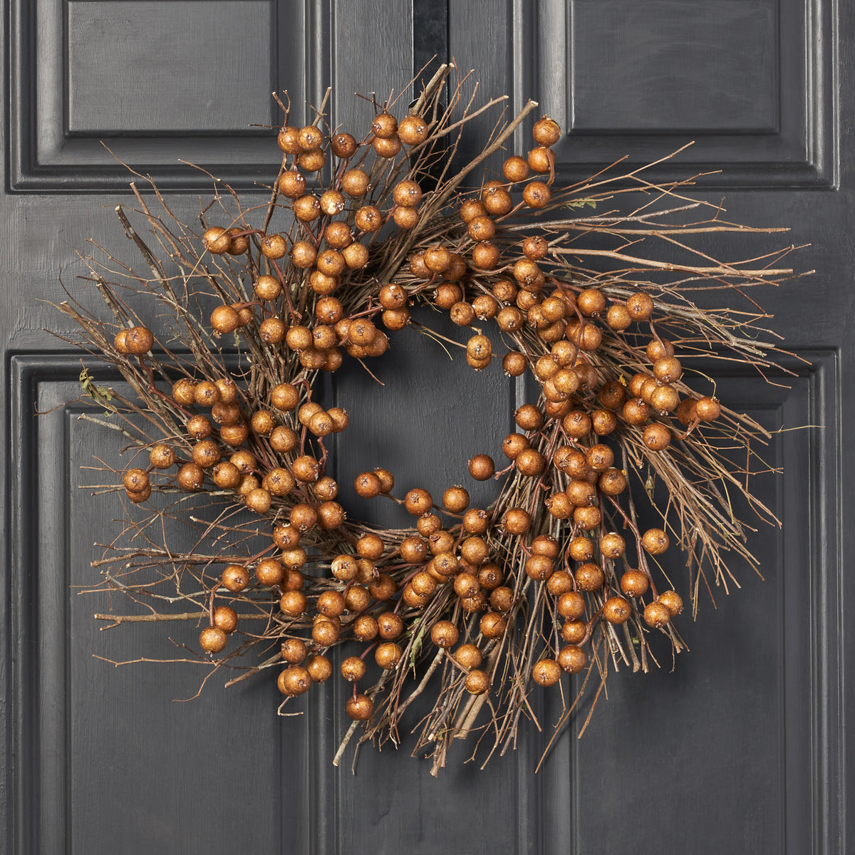 Natural Brown Faux Crabapple Berry Wispy Birch Twig Front Door Fall Wr ...