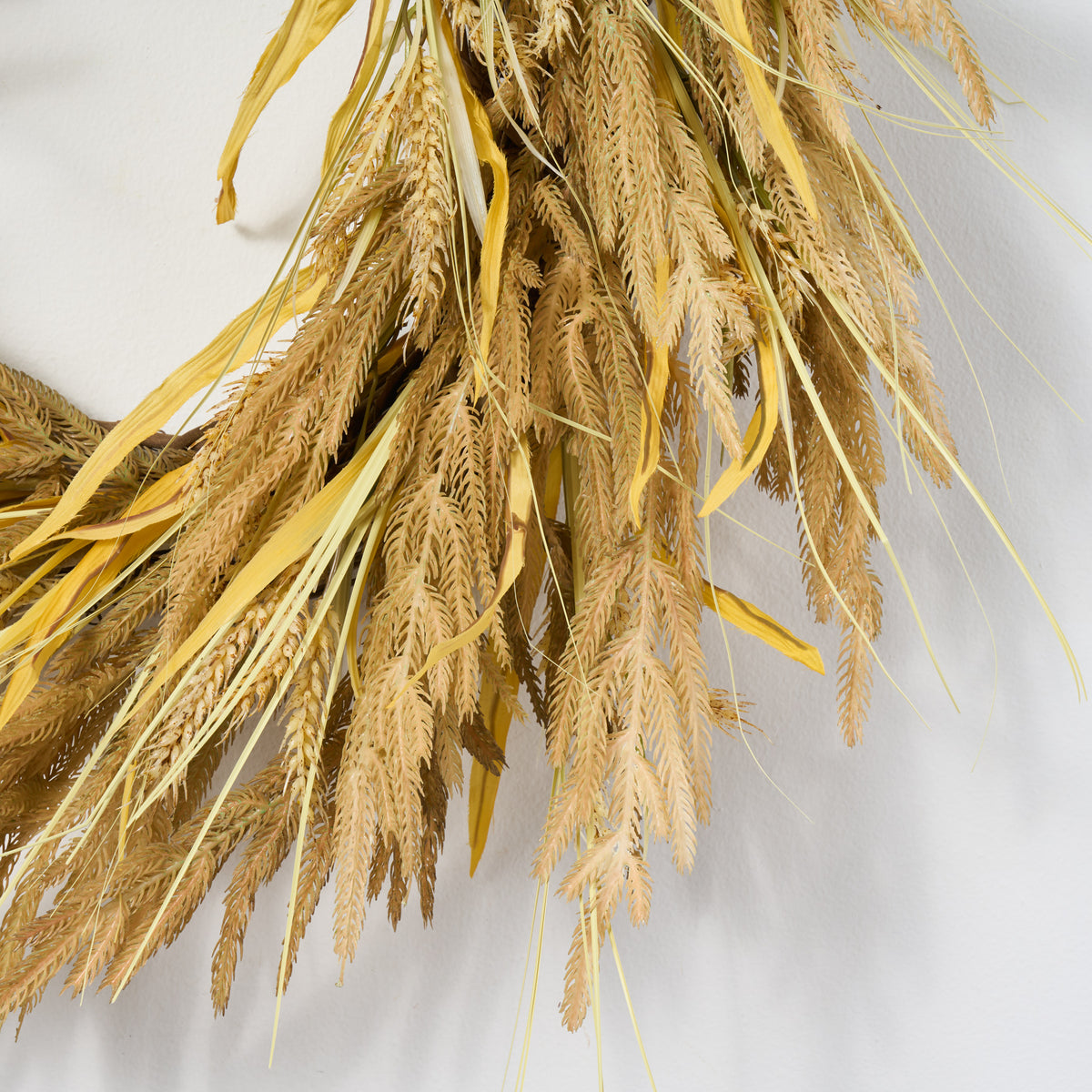 Dried-Look Wheat Grass & Neutral Tone Triticum Front Door Fall Wreath ...