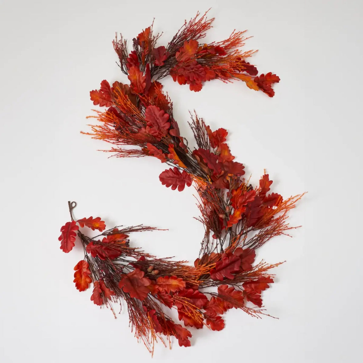 Fall Flame - Burgundy Red Autumn Oak Leaf with Flocked Fountain Grass ...