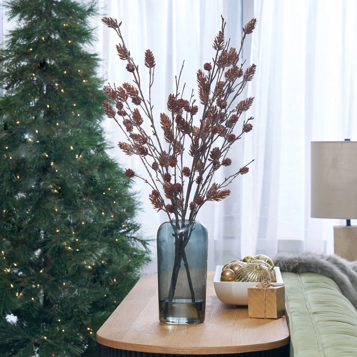 Real Touch Juniper & Wispy Pine with Variegated Holly Berry Branch ...