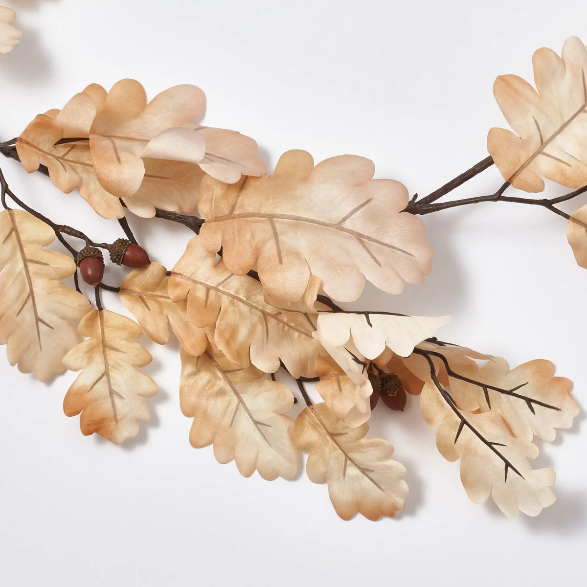 Bleached Cream Oak Leaf & Brown Acorn Fall Mantel Garland Table Runner ...