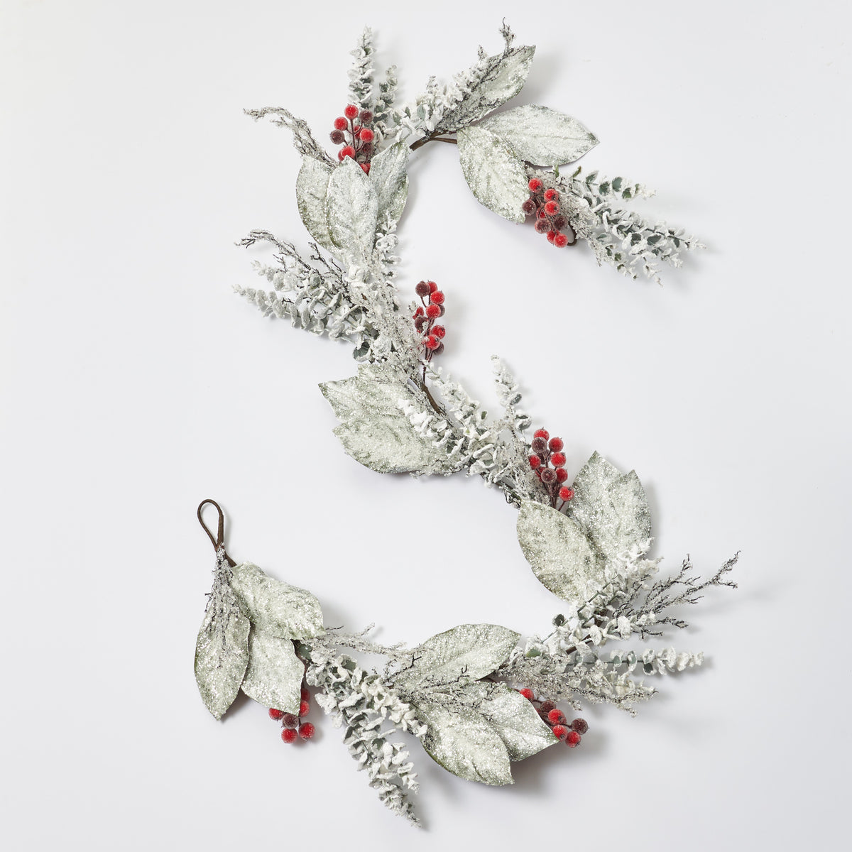 Snow Covered Magnolia Leaf & Eucalyptus with Sugar Berry Iced Seed Pod ...