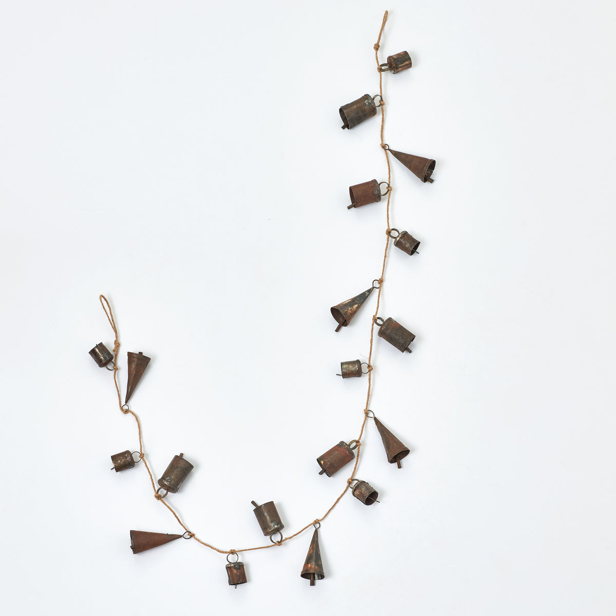 Antiqued Bronze Patina Metal Jingle Bell & Jute Rope Christmas Holiday ...