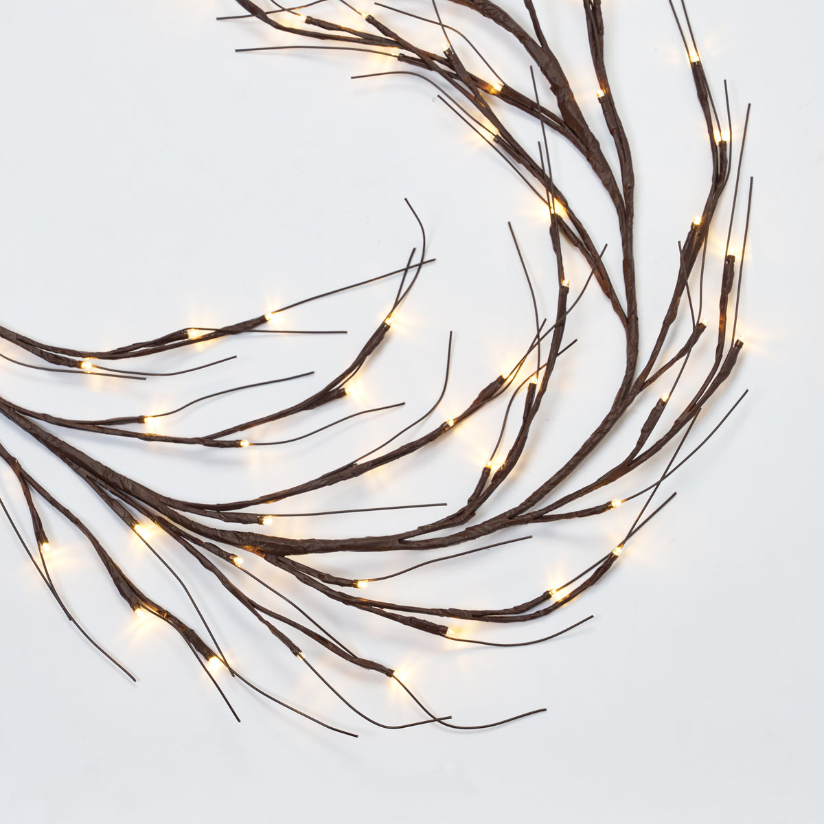 120 LED Lighted Plug In Brown Wire-Wrapped Twig Branch Garland Christm ...