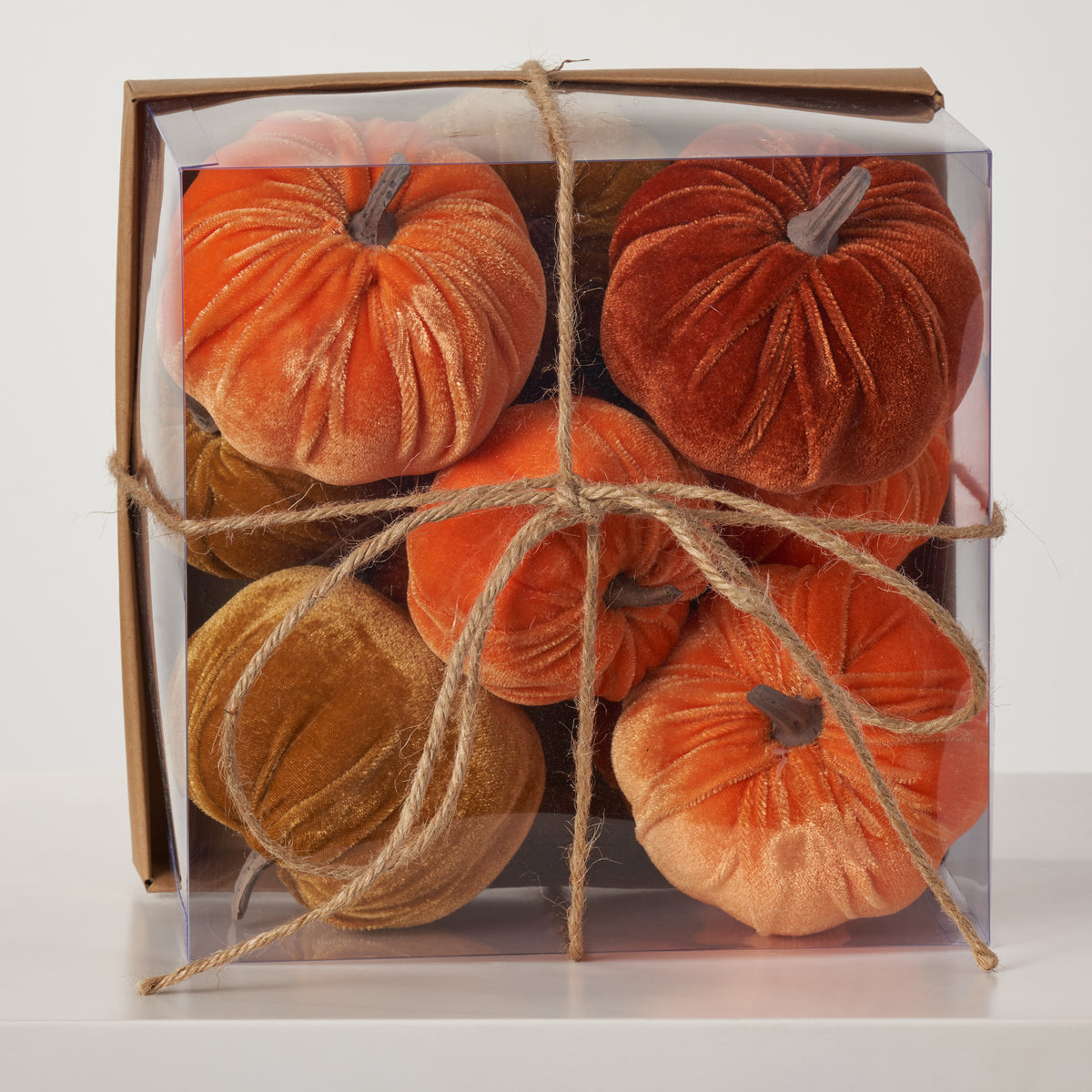 Orange & Brown Luxury Velveteen Classic Fall Harvest Mini Pumpkin Box ...