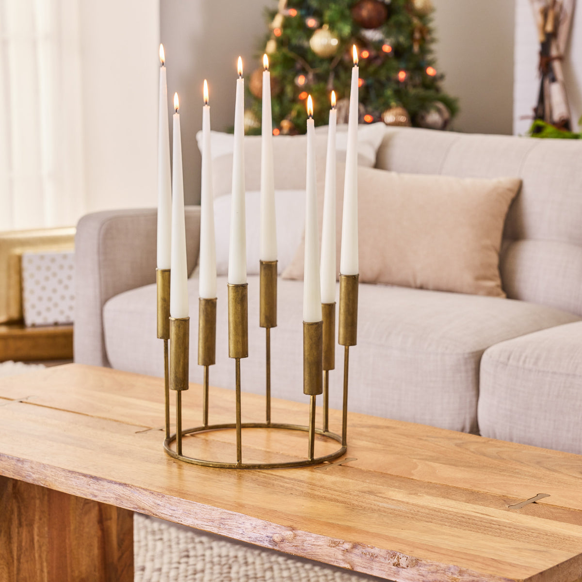 Antique Gold Iron Multi Height Taper Holder 8 Candlestick Candelabra H ...