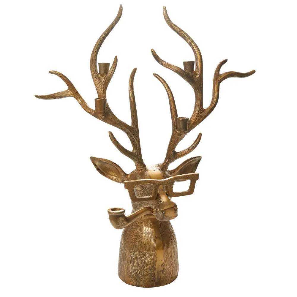 Large Frankie Stag Candelabra - Bronzed Deer Antler Candle Holder ...