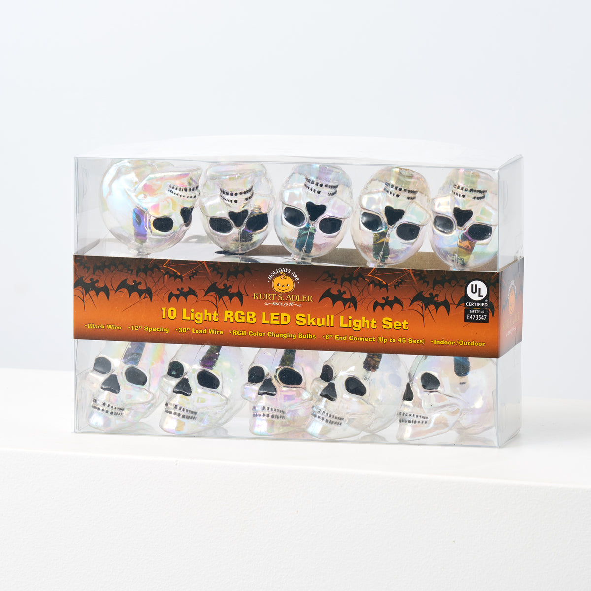 Spooky Iridescent Halloween Skull Heads 10-Light Color Changing LED Bu ...