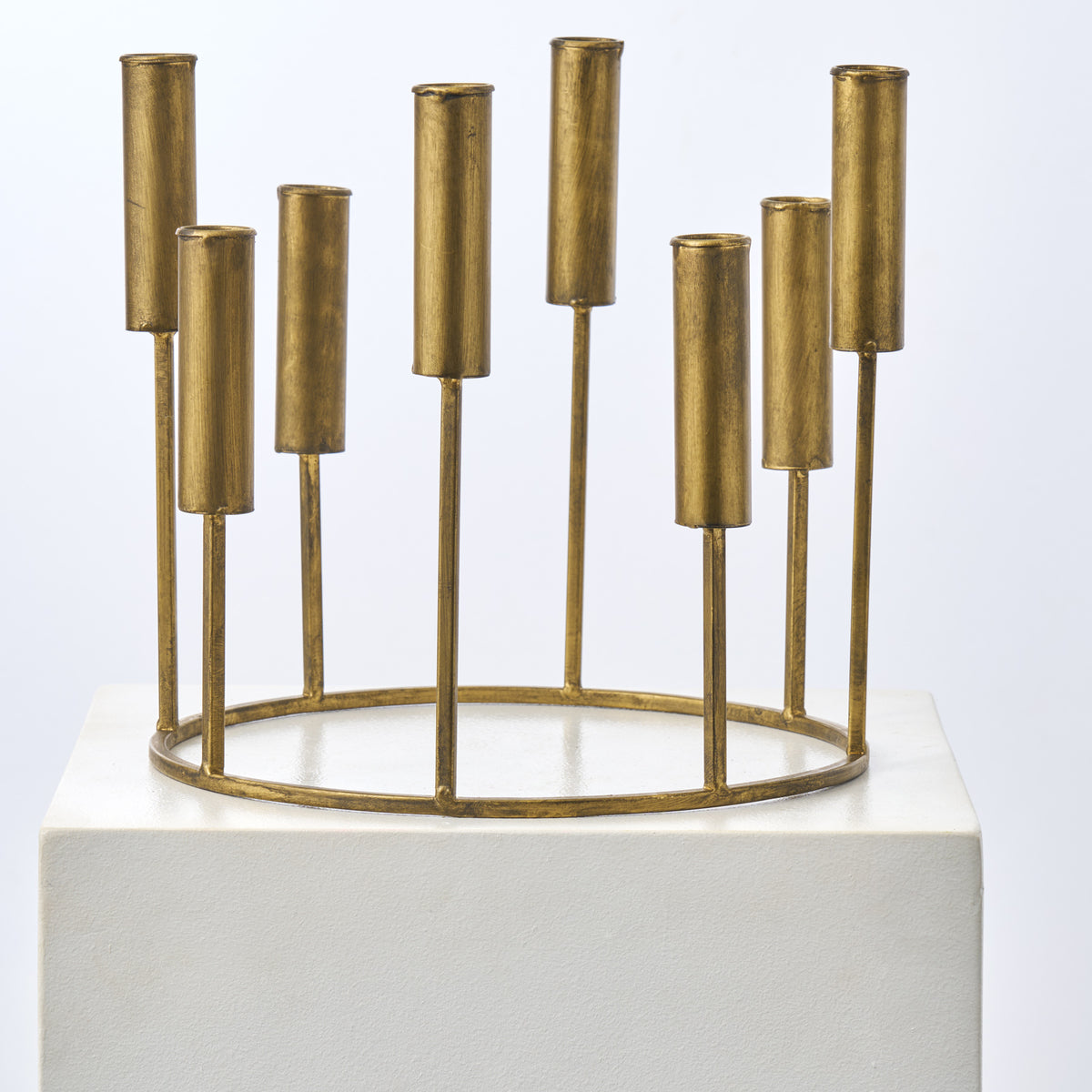 Antique Gold Iron Multi Height Taper Holder 8 Candlestick Candelabra H ...