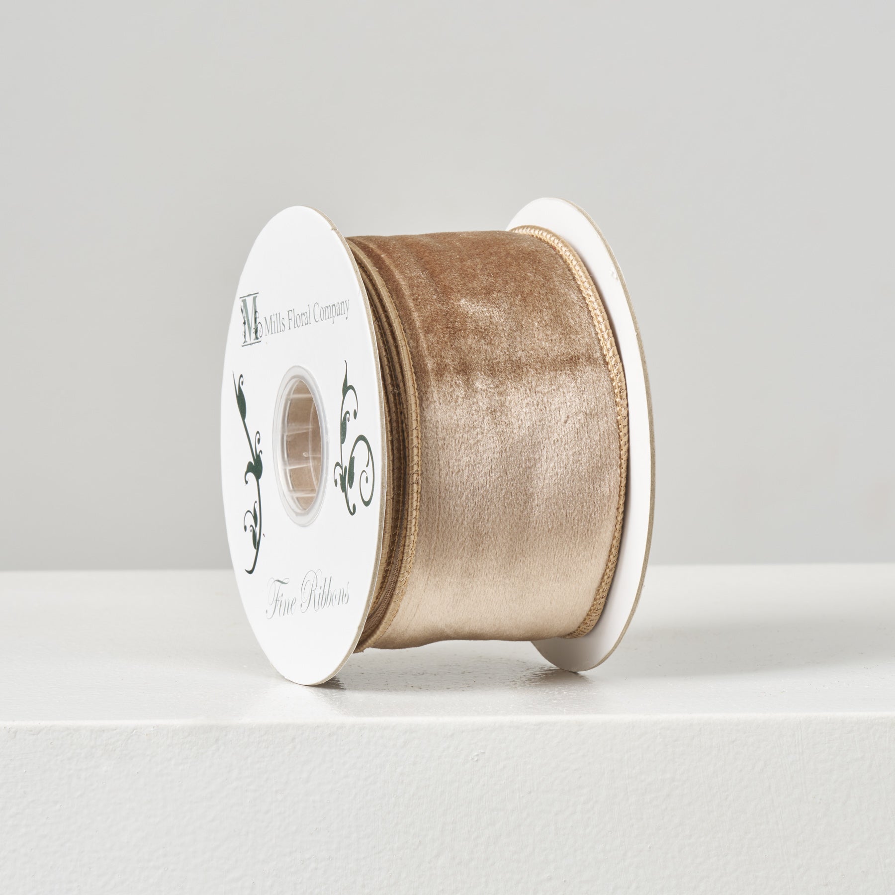 Light Brown Latte Velvet 10 Yd. Wire-Lined Ribbon Spool – Darby Creek ...