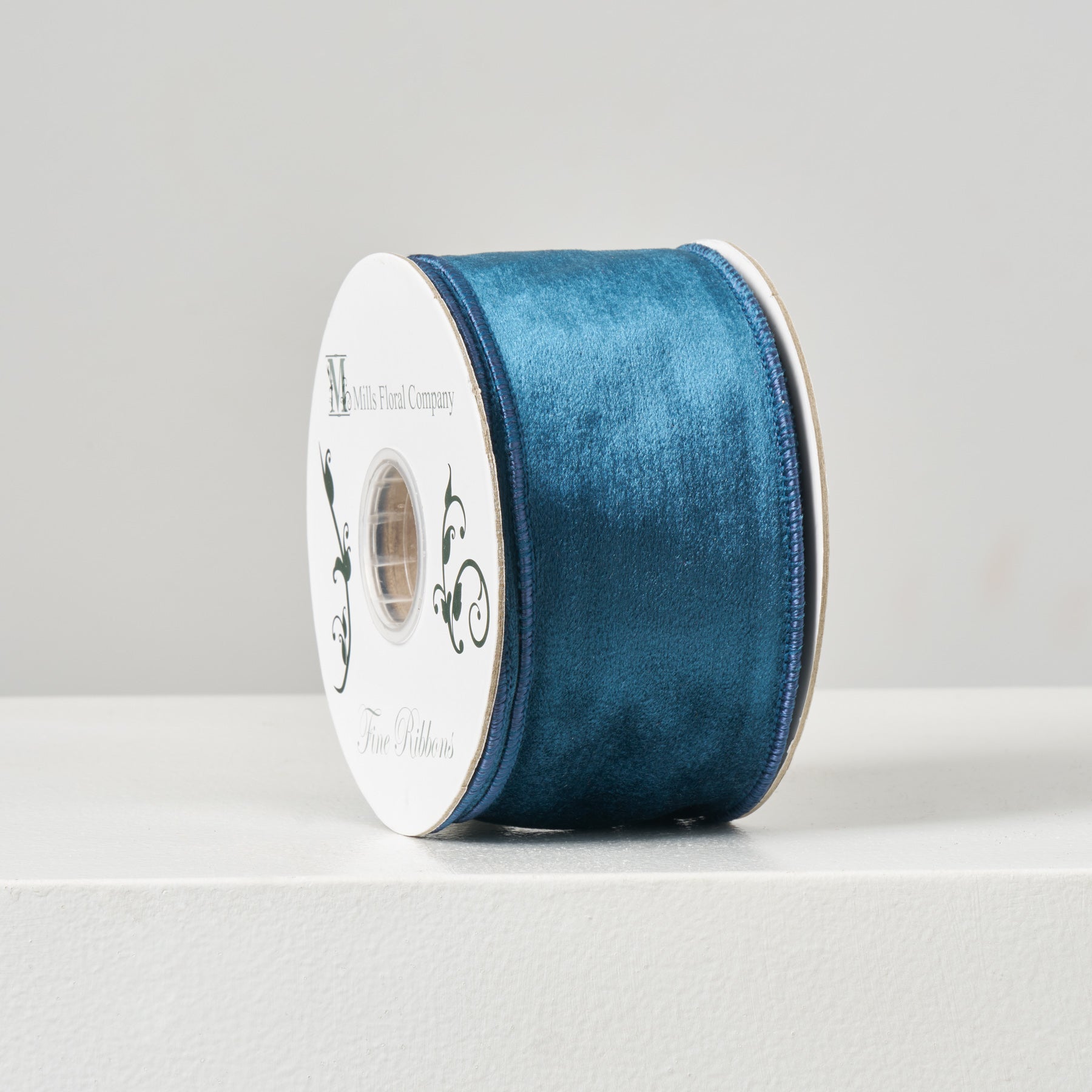 Deep Marine Blue Velvet 10 Yd. Wire-Lined Ribbon Spool – Darby Creek ...