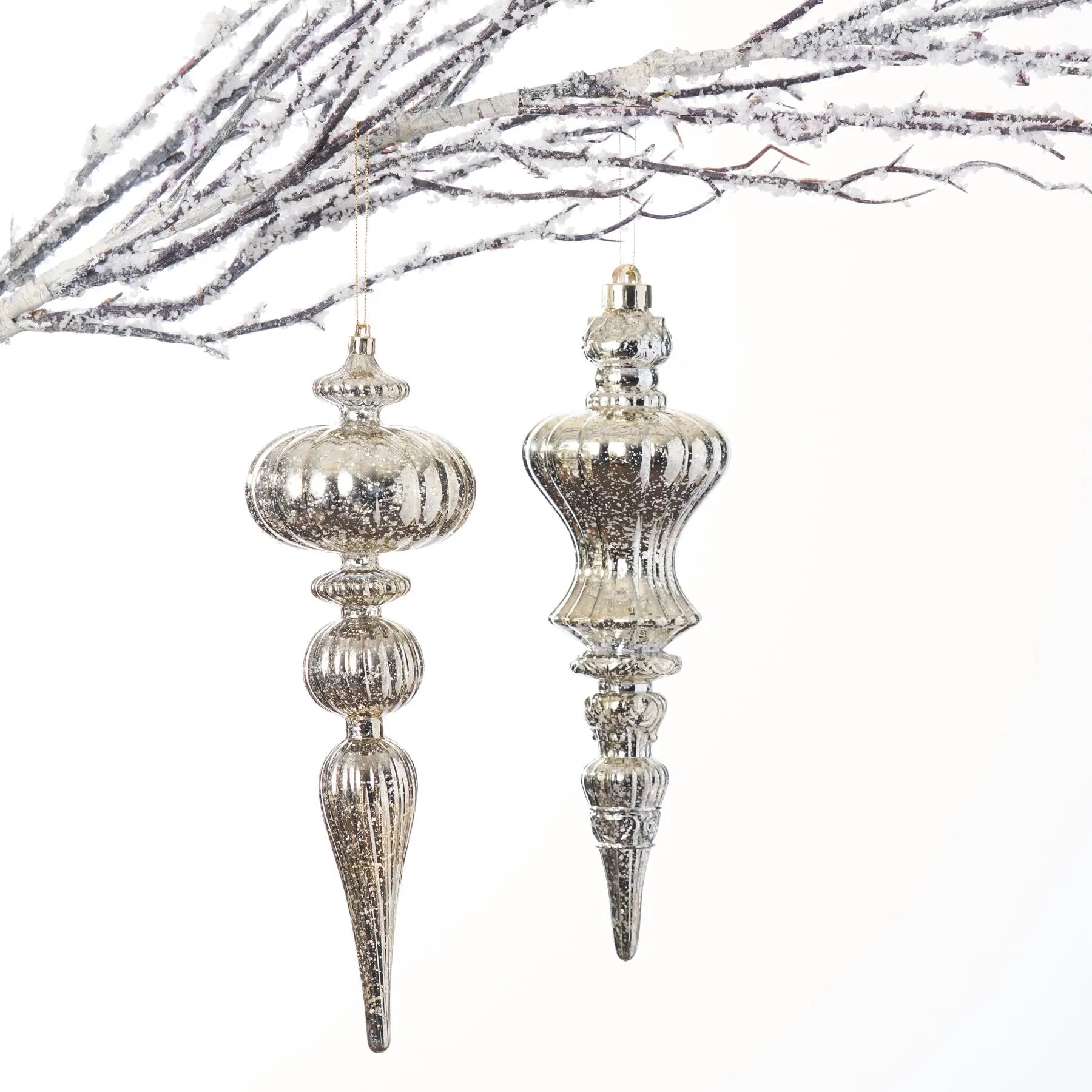 Distressed Champagne Gold Shatterproof Finial Large Christmas Tree ...