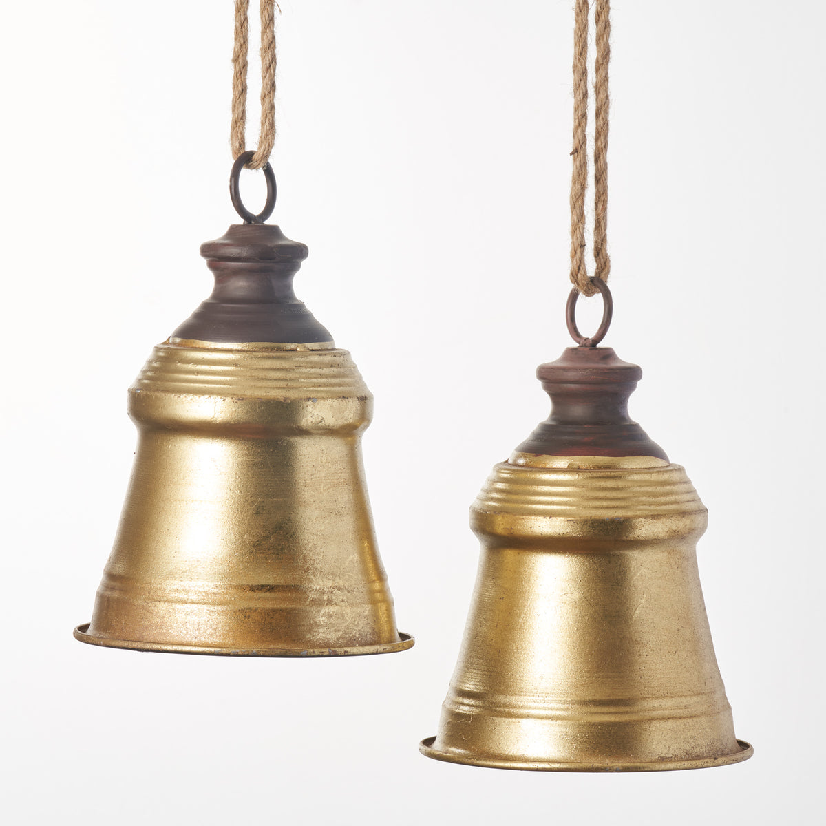 Antique Gold Metal Large Bell Ornament with Jute - 2 Size Options ...