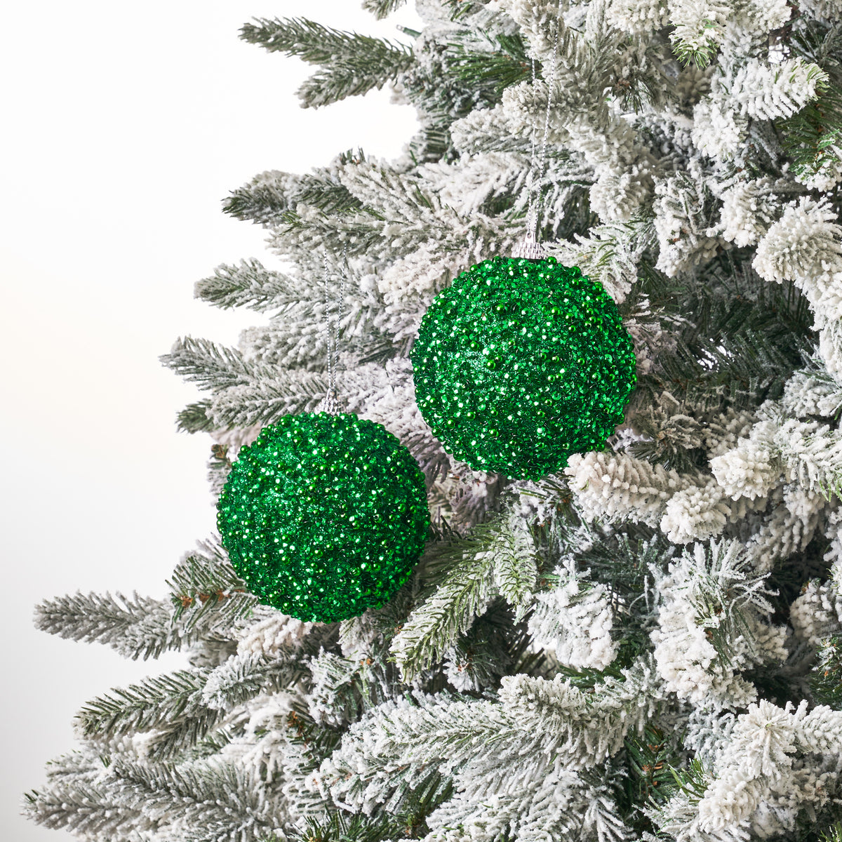 Emerald Green Beaded & Sequin Adorned Christmas Ball Ornament – Darby ...