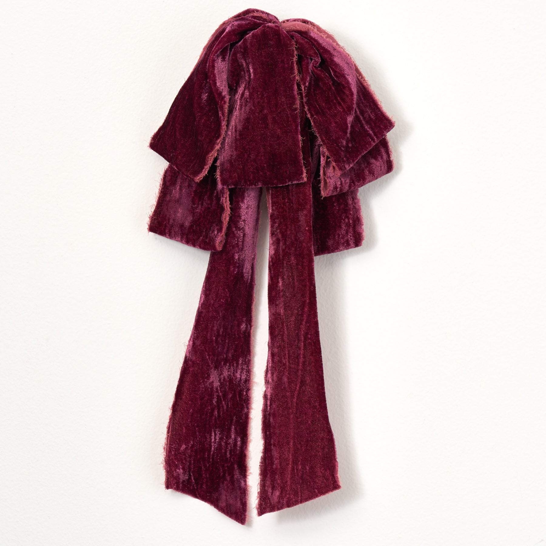 Aubergine Purple Raw Edge Silk Velvet Velvet Lux Drape Loop Bow – Darby ...