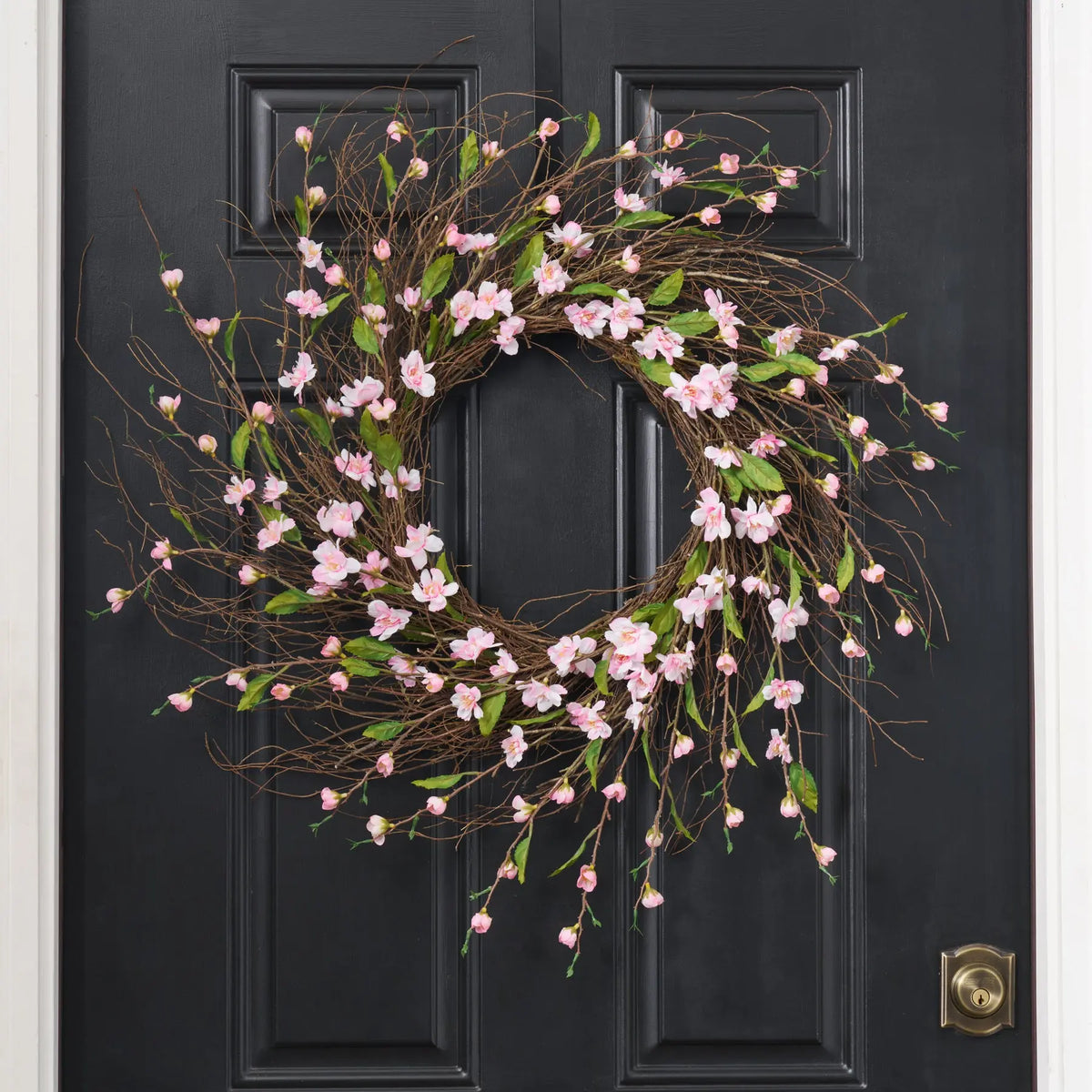 Light Pink Cherry Blossom Wispy Birch Twig Front Door Spring Summer Wr ...