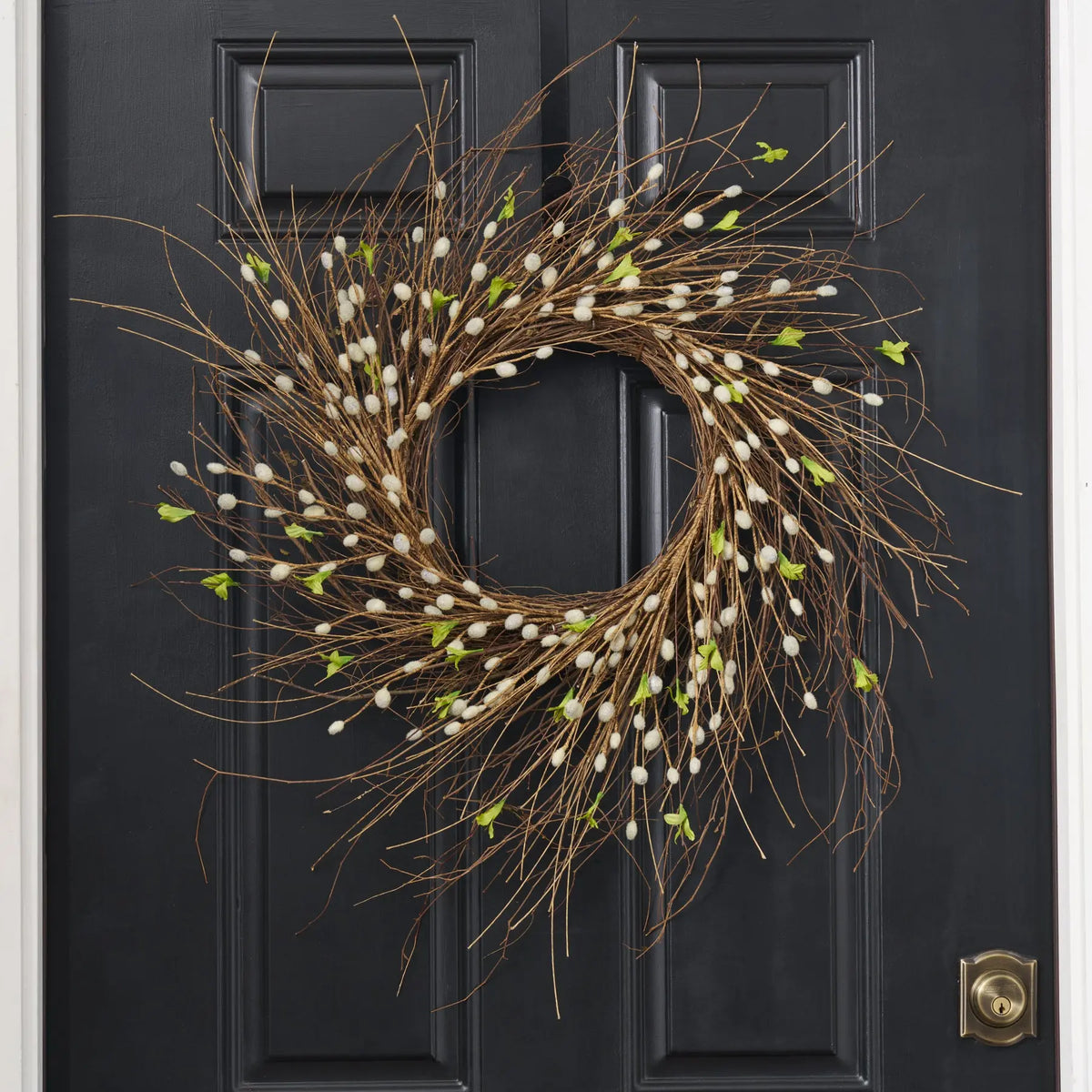 Lifelike Faux Pussy Willow Branch Wispy Birch Twig Front Door Spring ...