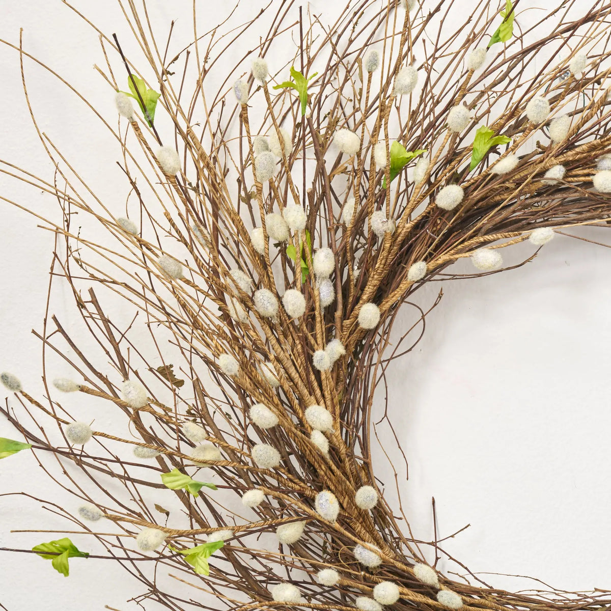 Lifelike Faux Pussy Willow Branch Wispy Birch Twig Front Door Spring ...