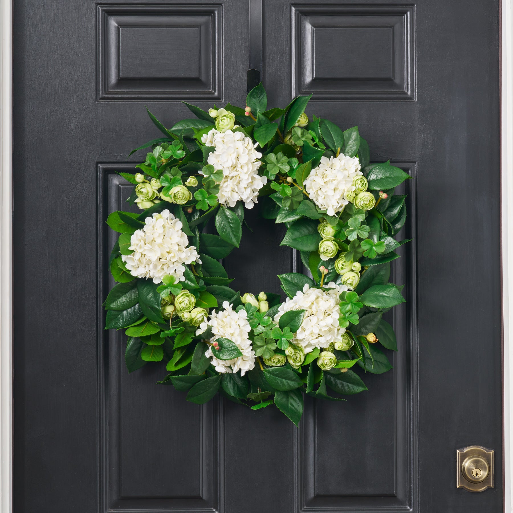 Clover Patch - White Hydrangea, Green Ranunculus & Mixed Clover Greene ...