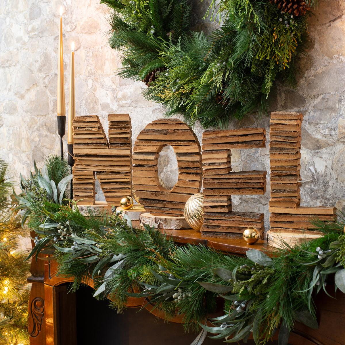 Rustic Slat Wood Noel Farmhouse Cabin Christmas Typography Sign Décor ...