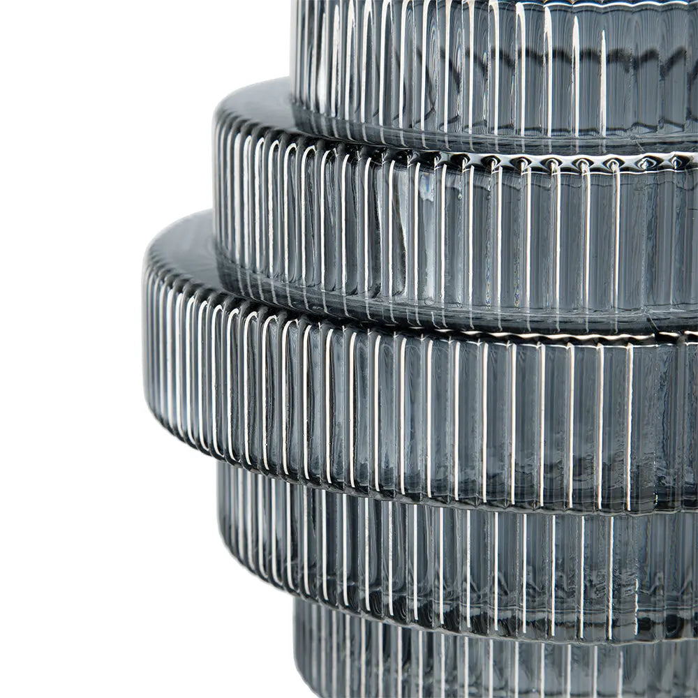 Multi-Tiered Geometric Smoke Blue Fluted Glass Vase – Darby Creek Trading