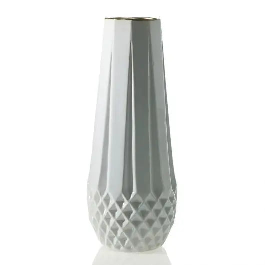 Melrose Ceramic White Glazed Chevron Texture and Antiqued Gold – Darby ...