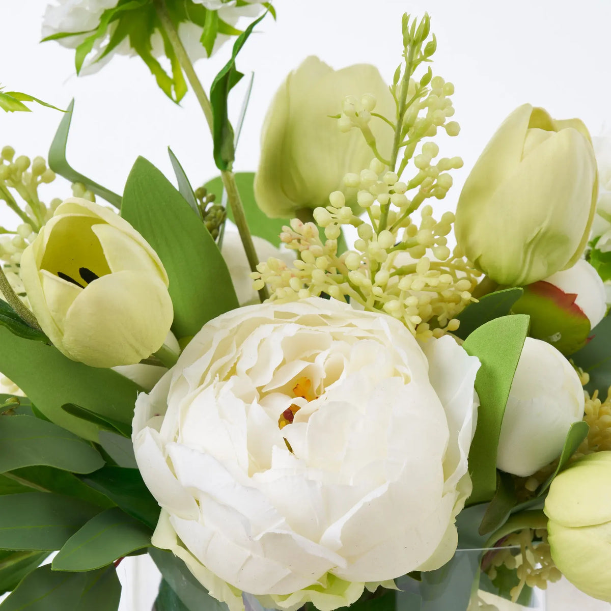 A Fresh Look - Real Touch White Peony, Green Tulip & Seed Cluster Ever ...