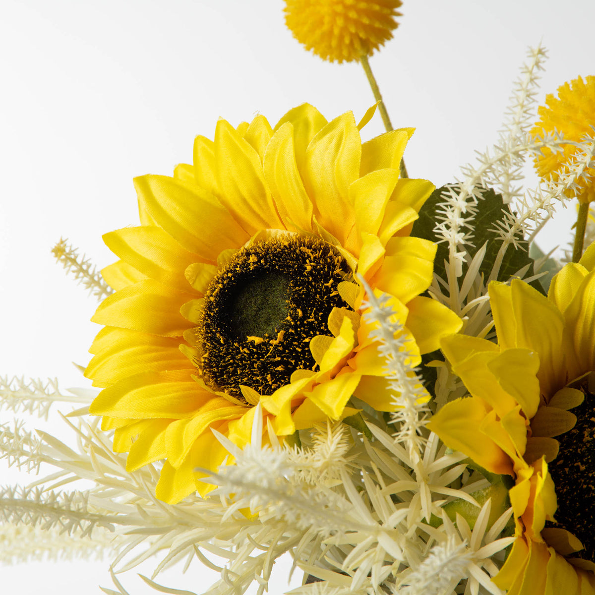 Vibrant Yellow Sunflower & Cream Astilbe Faux Floral Fall Arrangement ...