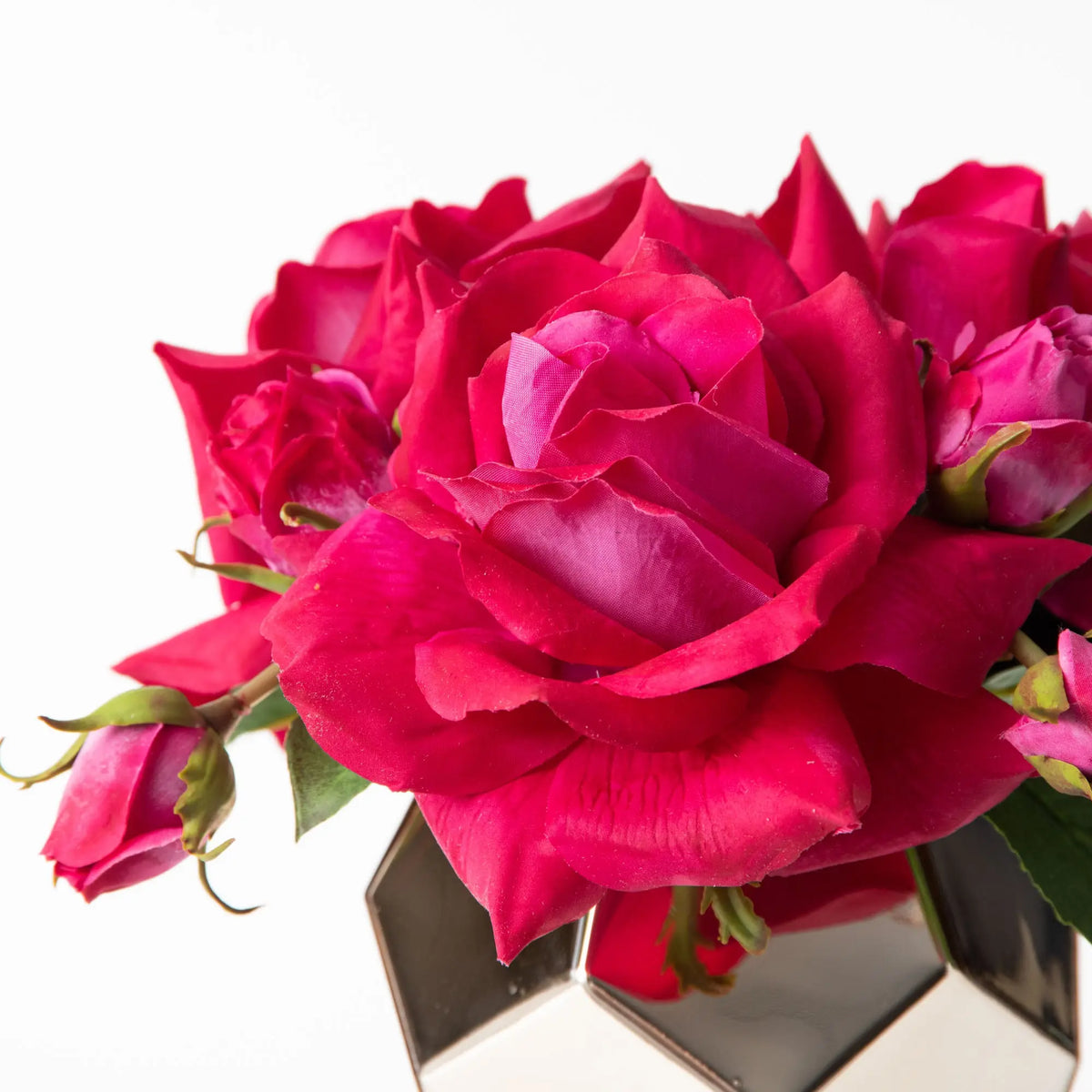 Precious Gem - Real Touch Magenta Pink Juliette Rose In Gold Mirrored ...