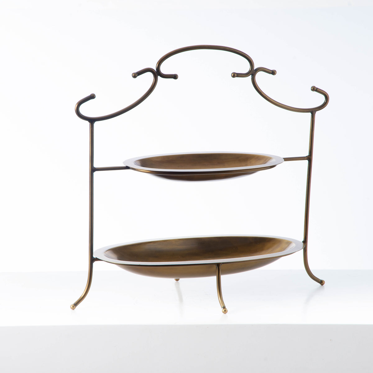 Two-Tiered Food Safe Steel Oval Serving Tray with Brass Finish – Darby ...