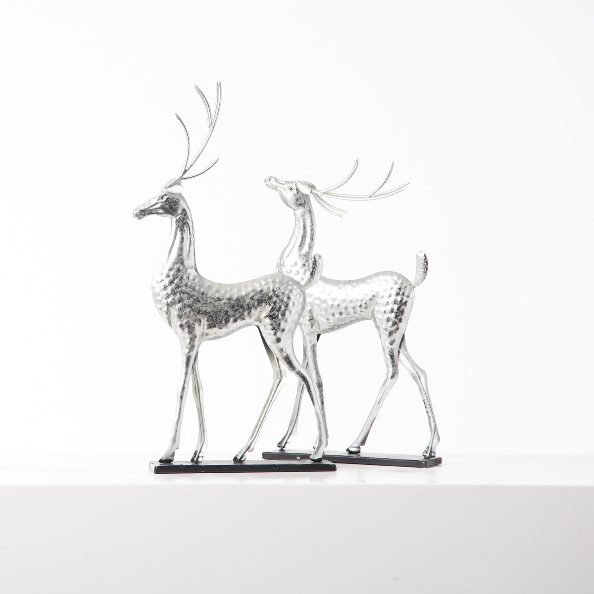 Texturized Silver Metal Standing Deer Christmas Table Holiday Decor ...