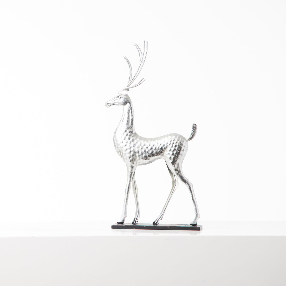 Texturized Silver Metal Standing Deer Christmas Table Holiday Decor ...