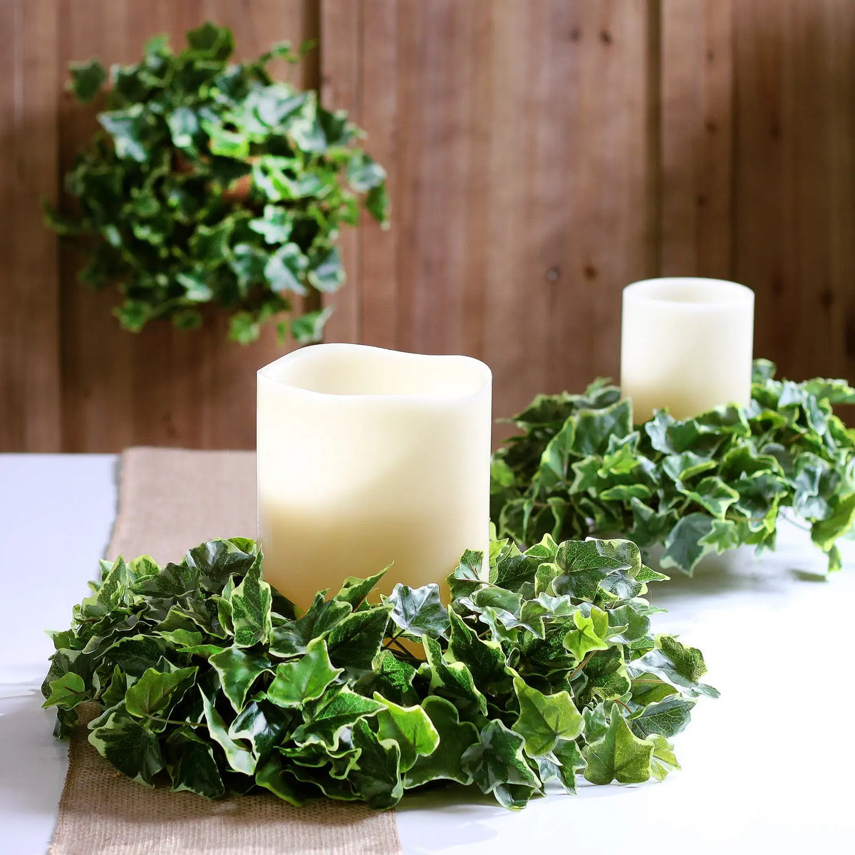 Variegated Real Touch English Ivy Mini Wreath or Candle Wreath Centerp ...