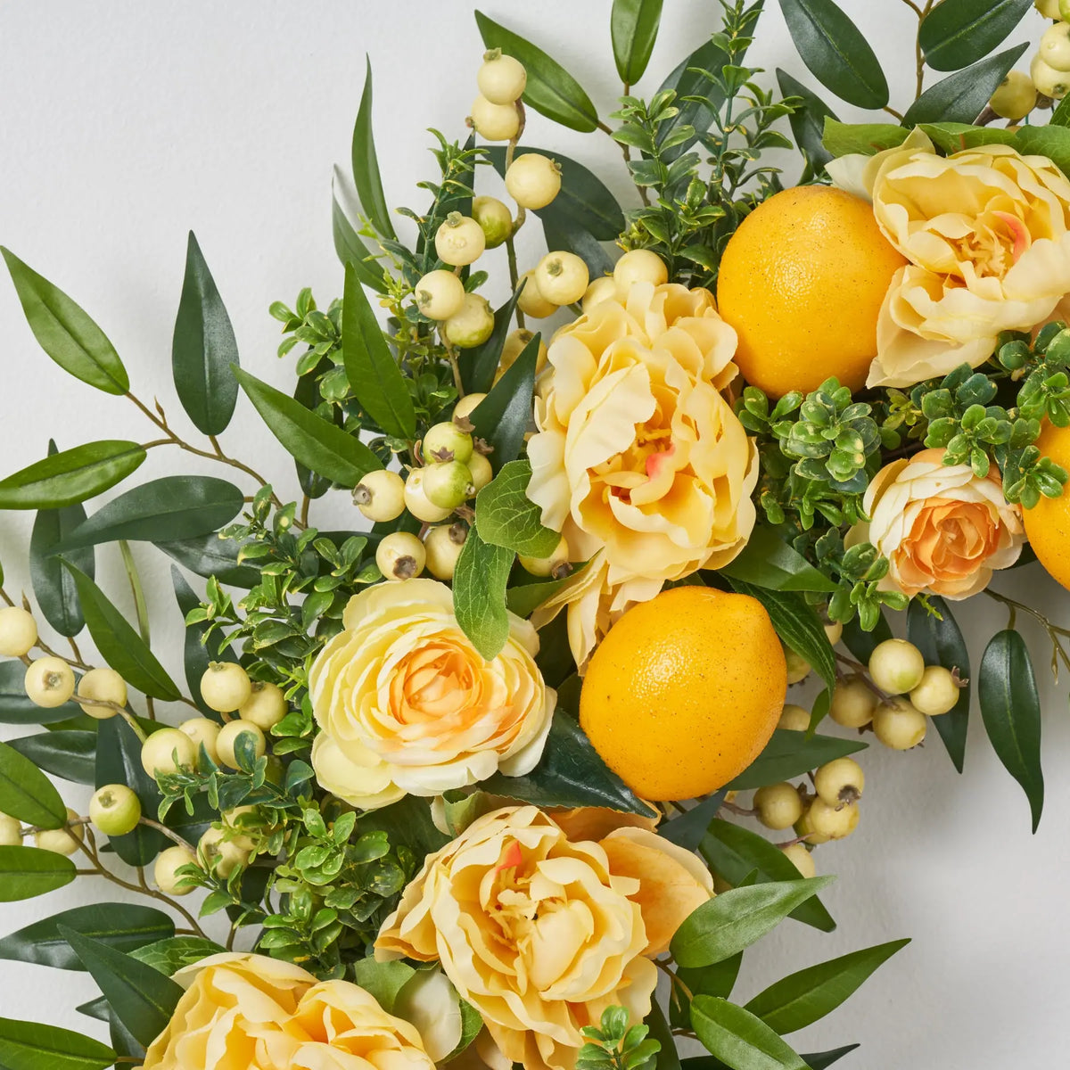 Lemonade Peony & Lemon Spring Wreath - Faux Floral Front Door Decor ...