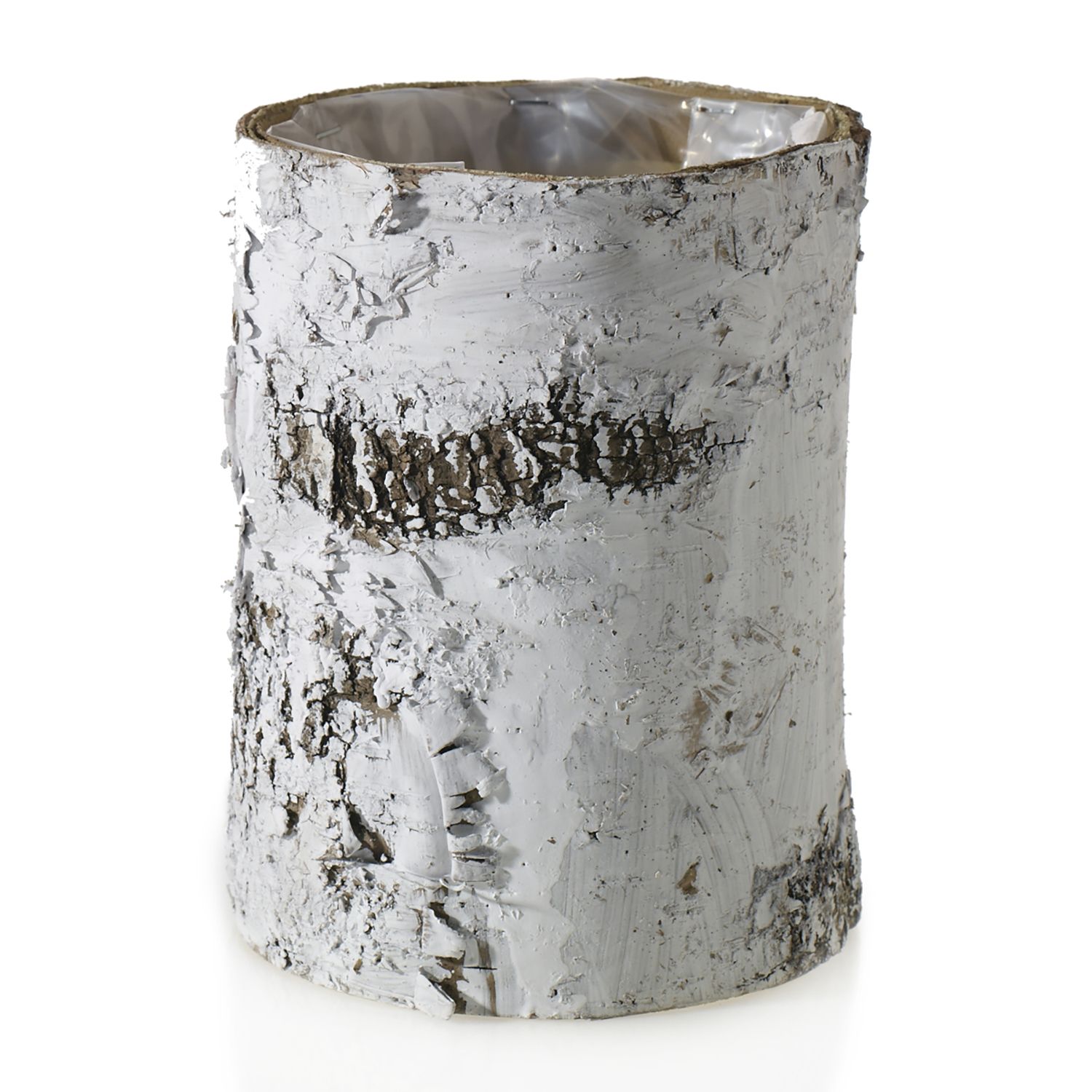 Medium White Natural Birch Wood Wrapped Cylinder Planter – Darby Creek ...